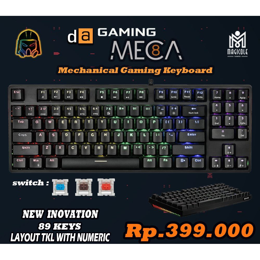 Jual Keyboard Gaming Digital Alliance DA Meca 8 TKL Mechanical | Shopee ...
