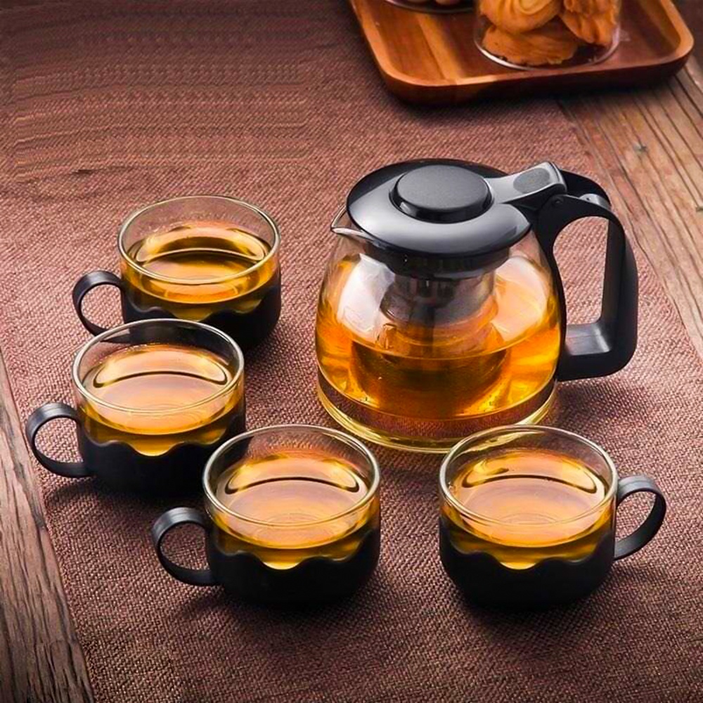 Jual Teko Chinese Teapot Pitcher filter strainer with 4 Gelas-black ...
