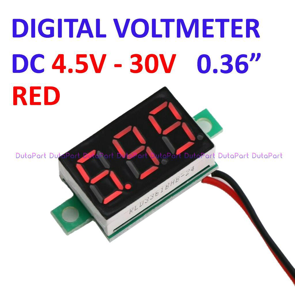 Jual Digital Voltmeter DC 4.5V-30V 0.36" Merah 2Wire Tanpa Frame Volt ...