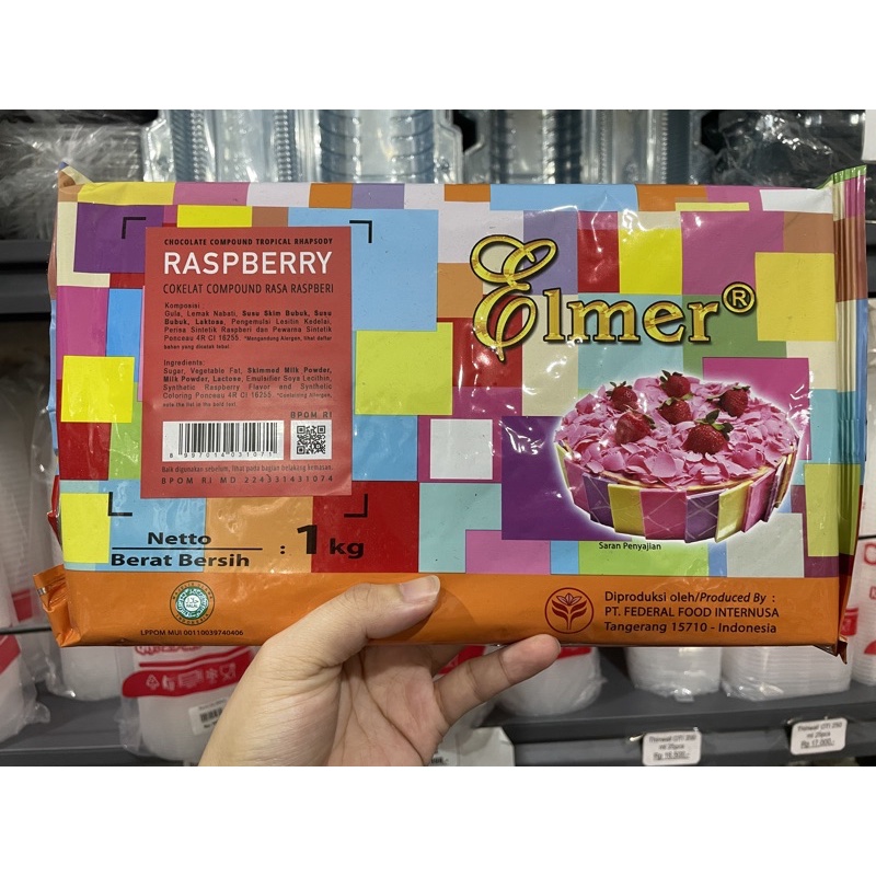 Jual Elmer Cokelat Compound Rasa Raspberry Raspberi 1kg warna merah ...