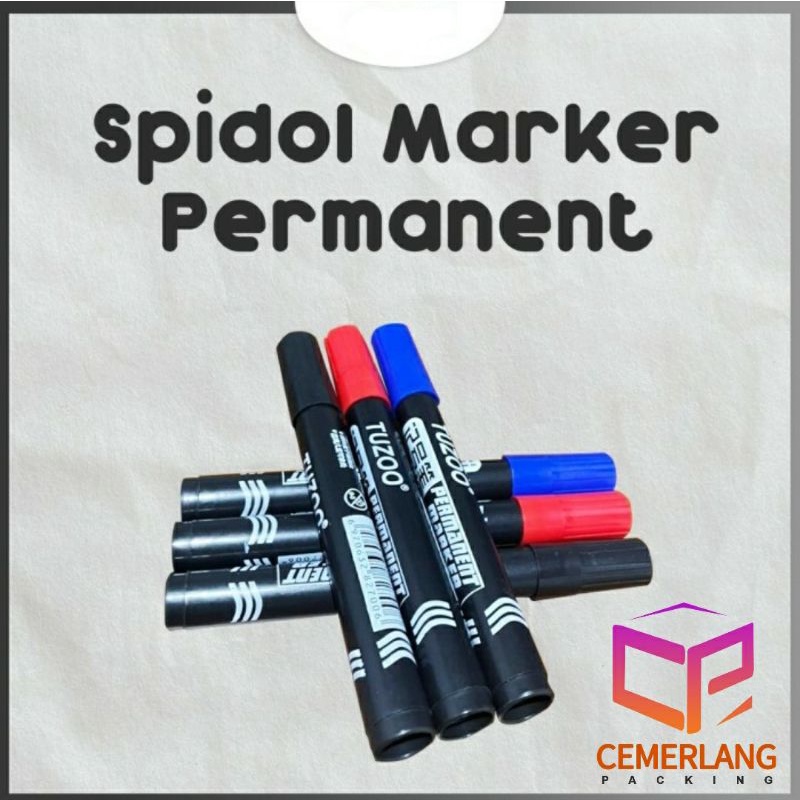 Jual Spidol Permanent Marker Permanen Hitam Merah Biru Tinta Refillable ...