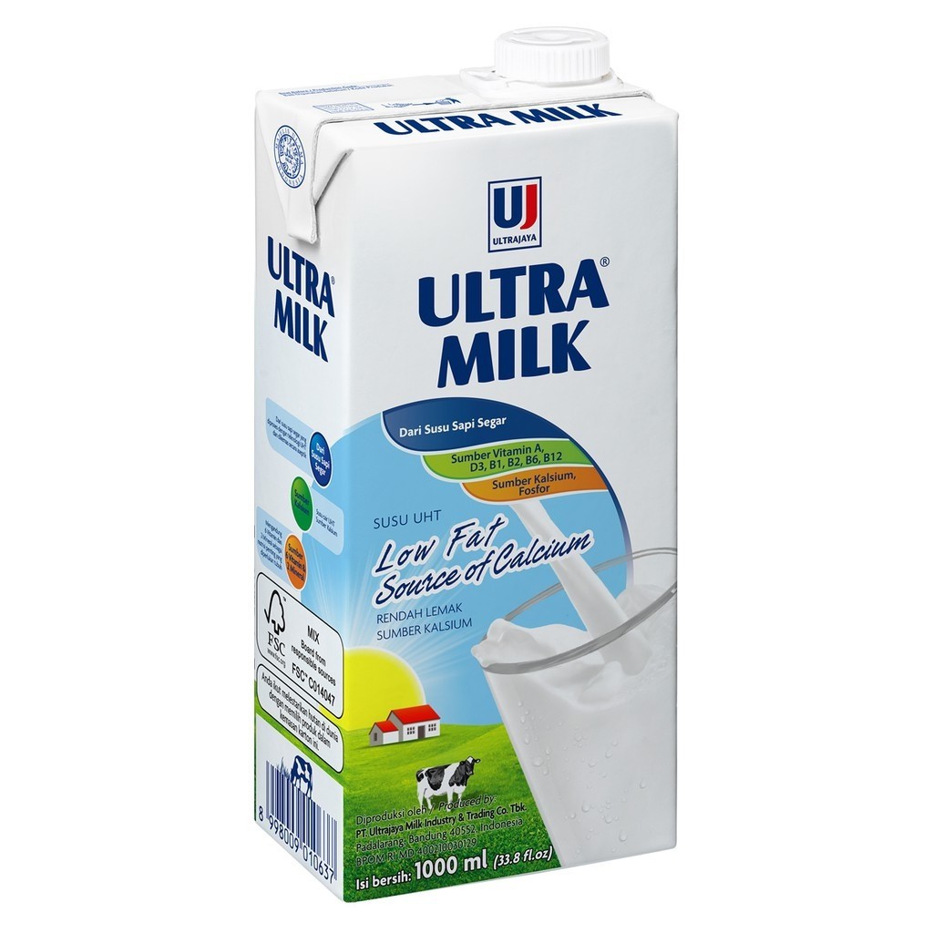 Jual Ultra Milk Susu UHT Low Fat Plain 1000 ml | Shopee Indonesia