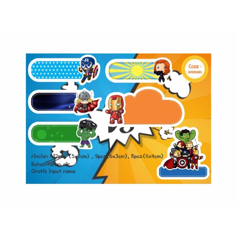 Jual STICKER LABEL NAMA CUSTOM character AVENGERS | Shopee Indonesia