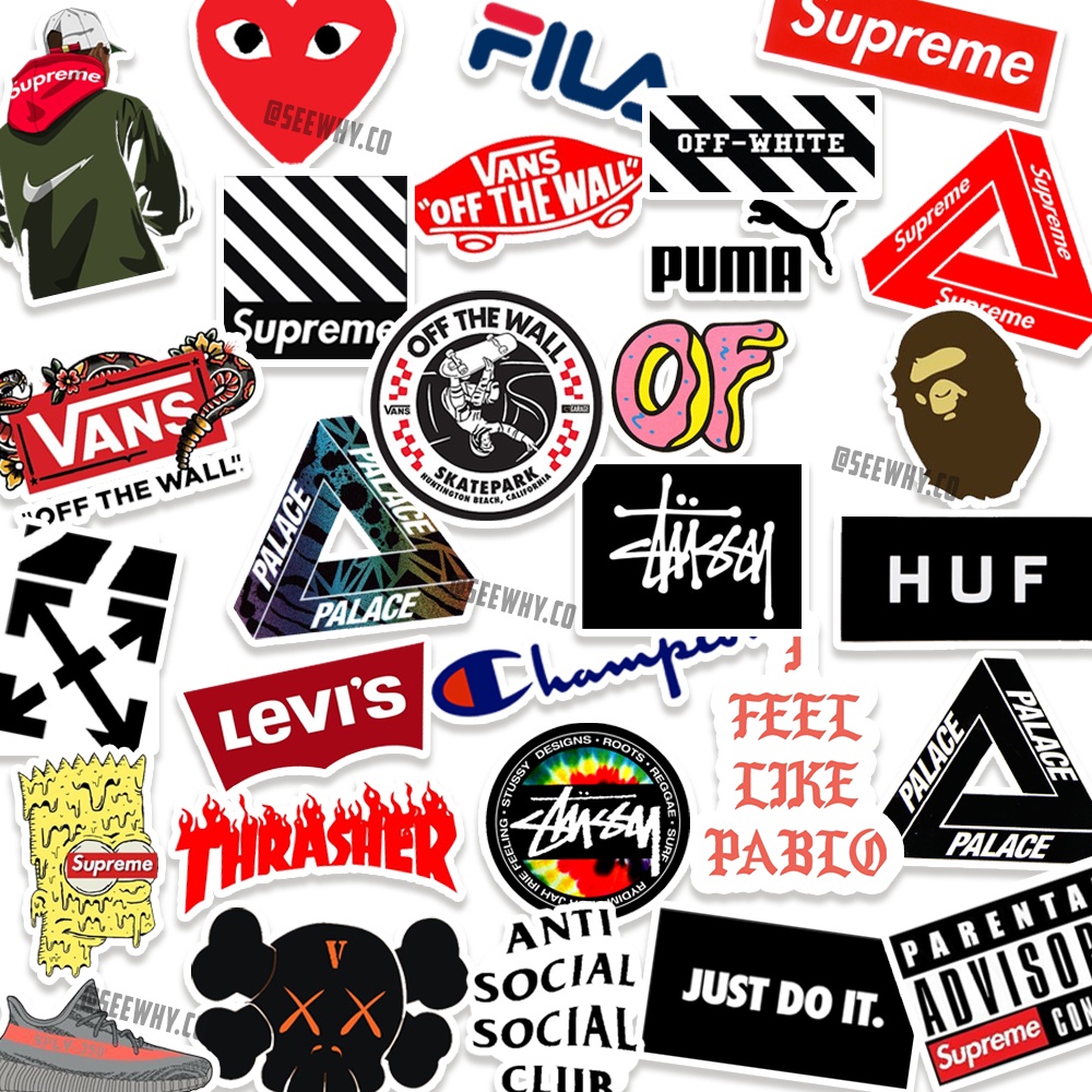 Jual Hype Beast Sticker A5 (29pcs) (Thrasher, Supreme, Fila, Cdg dll ...