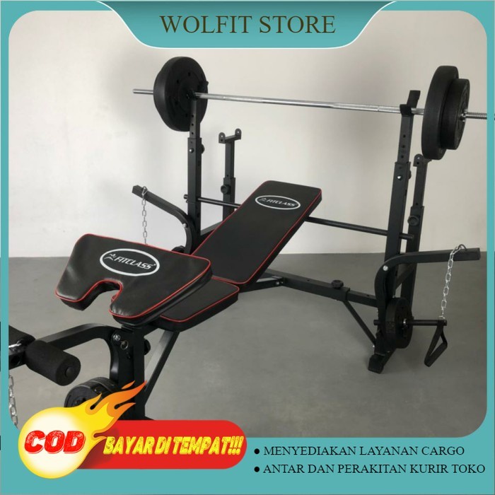 Jual ALAT FITNESS BENCH PRESS PLUS STICK DAN BEBAN 40 KG FITCLASS ...