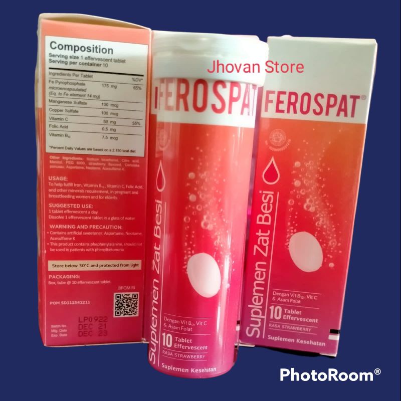 Jual FEROSPAT 10 Tab Effervesent, memenuhi kebutuhan zat besi, Vit B12 ...