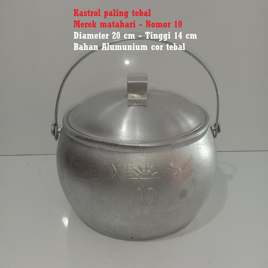 Jual Kastrol paling tebal matahari no 10 tutup full alumunium diameter ...