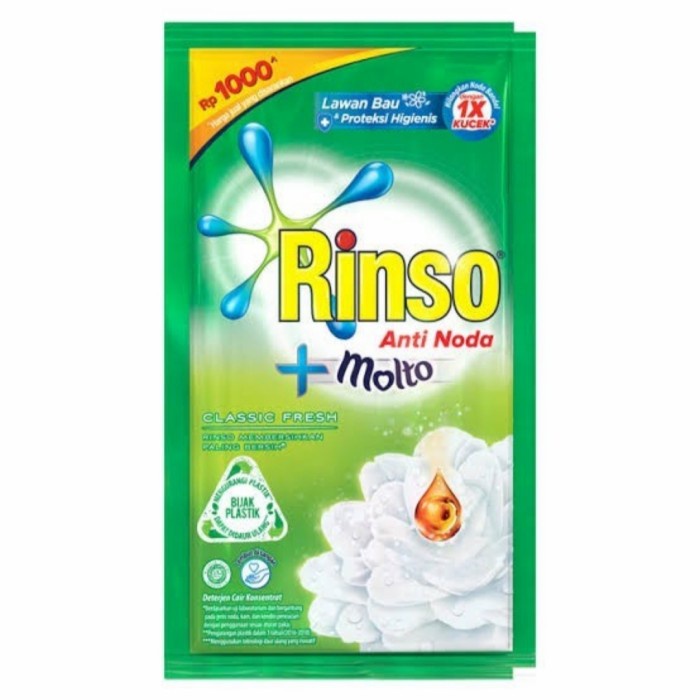 Jual Rinso Cair Anti Noda + Molto Classic Fresh Renceng 6 Sachet 42ml ...