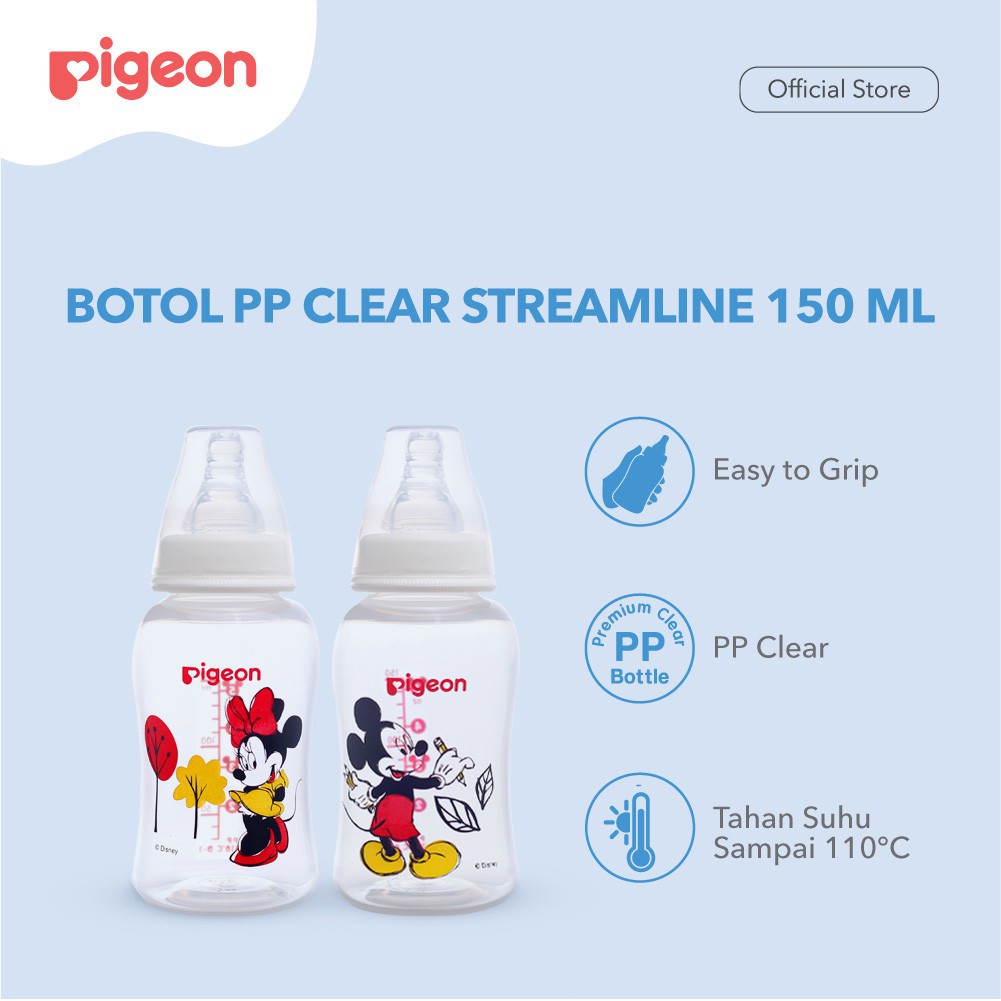 Jual Castle - Botol PP Clear StreamLine 150ml 250ml - Bottle Pigeon Minnie Mickey Disney - Botol ...