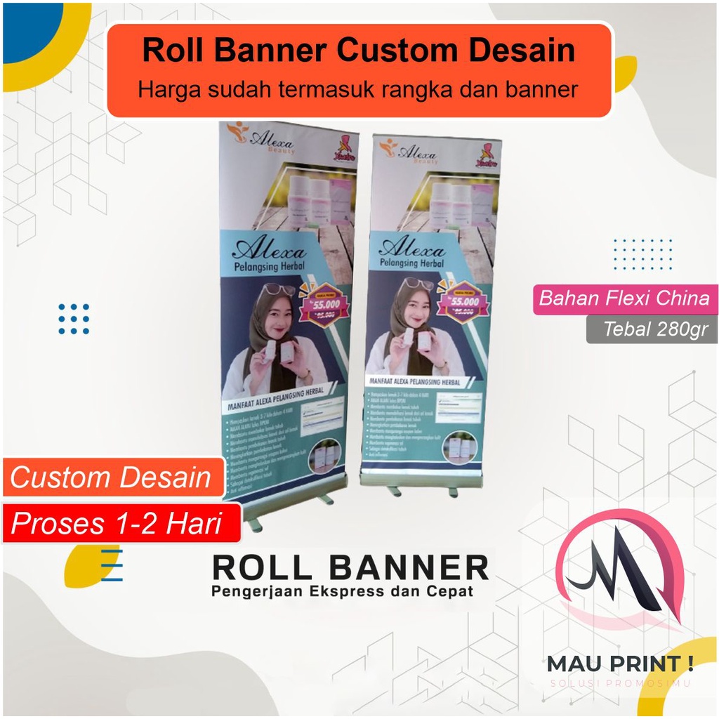 Jual Cetak print Roll banner Roll up banner custom desain sudah ...