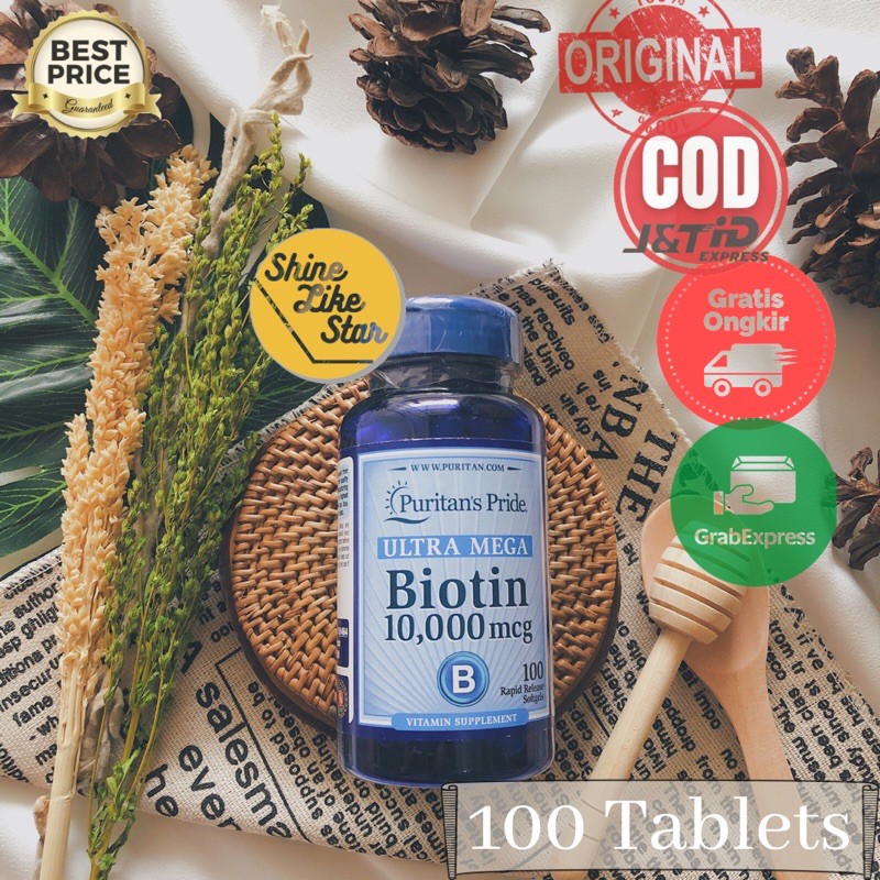 Jual Biotin Puritan’s Pride 10.000mcg isi 100 Tablets (Support ...