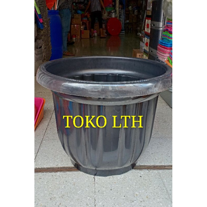 Jual POT HITAM 60 CM EBONY PLASTIK / POT BESAR BUNGA / POT TANAMAN ...