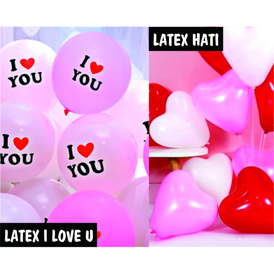 Jual Balon latex tulisan I LOVE U dan bentuk Hati for valentine day ...