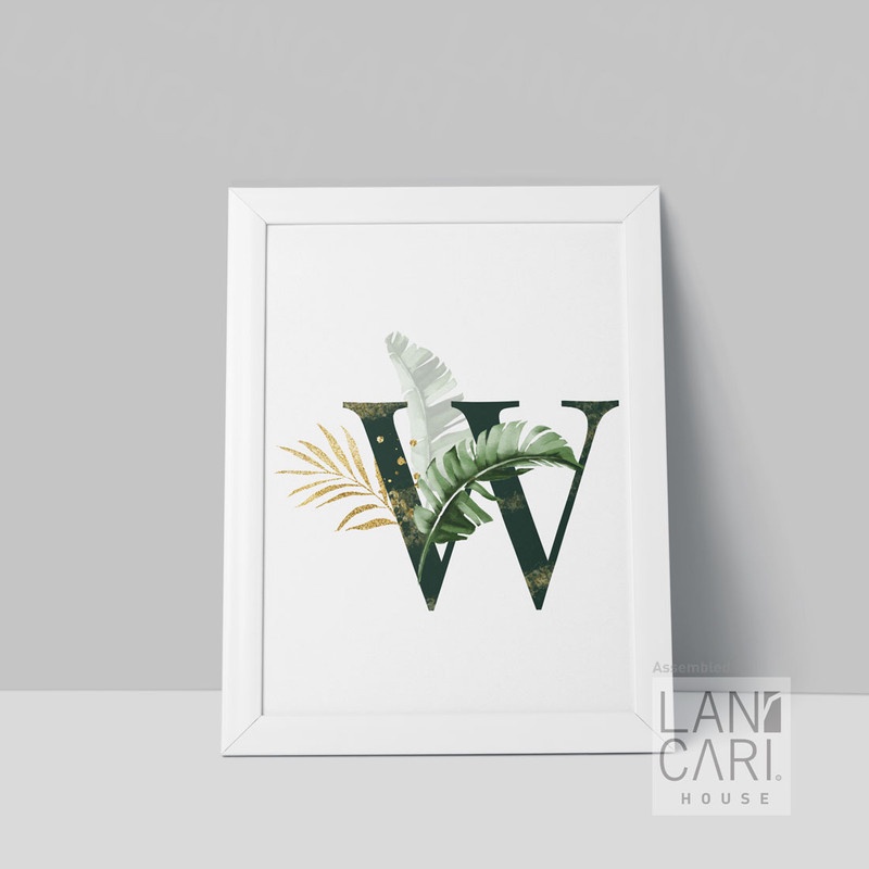 Jual Inisial Art W Dekorasi Nama Wedding Name Sign Monstera Pigura ...
