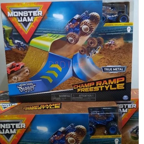 Jual Monster Jam Sanuva Digger Champ Ramp Freestyle Playset Spin Master ...