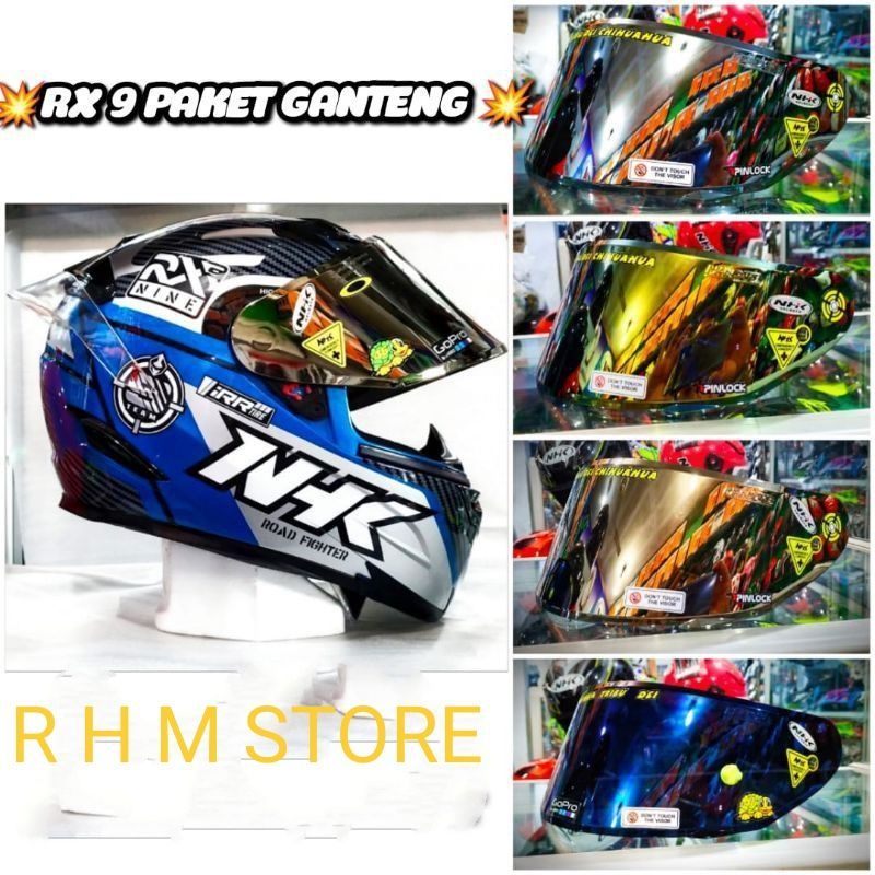 Jual Paket Flat visor NHK RX9 GM RacePro + Tear off + Tear off Post ...