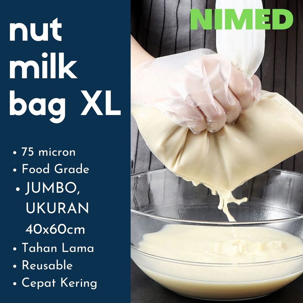 Jual NIMED JUMBO Nut Milk Bag Nut Mylk Bag Saringan Susu Almond Oat ...