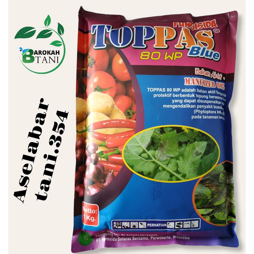 Jual Fungisida Top Pas Blue 80WP Bahan Aktif Mankozeb 80% Berat 1 Kg ...
