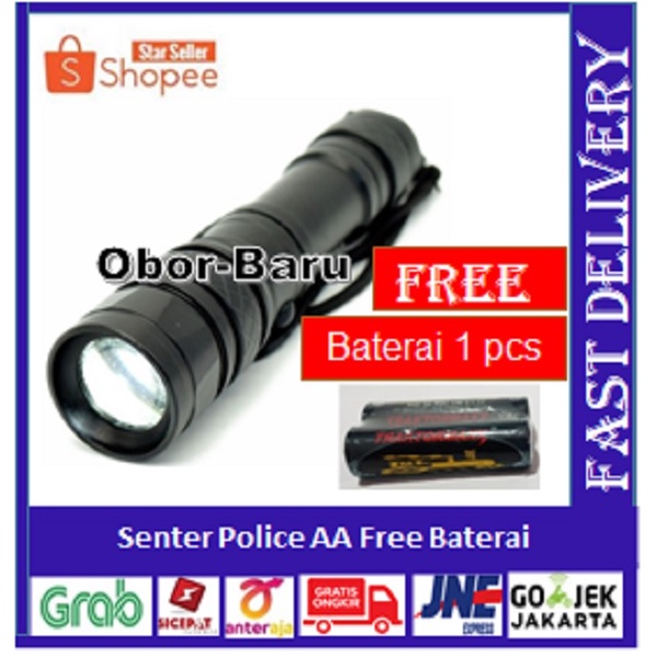 Jual Senter POLICE 3W Mini LED Flashlight Lamp Lampu Emergency Battery ...