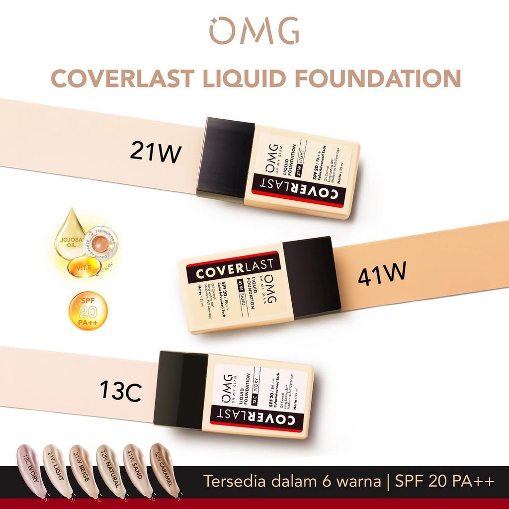 Jual OMG CoverLast Liquid Foundation Alas Bedak | Oh My Glam | SPF 20 ...