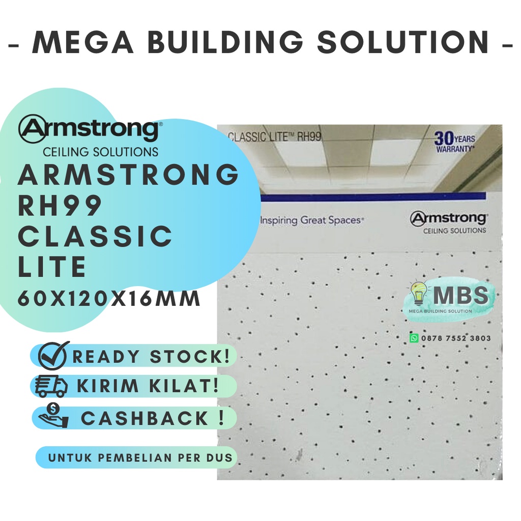Jual DUS ARMSTRONG Classic Lite RH99 - Plafon Akustik Acoustic Ceiling 60x120x16mm | Shopee ...