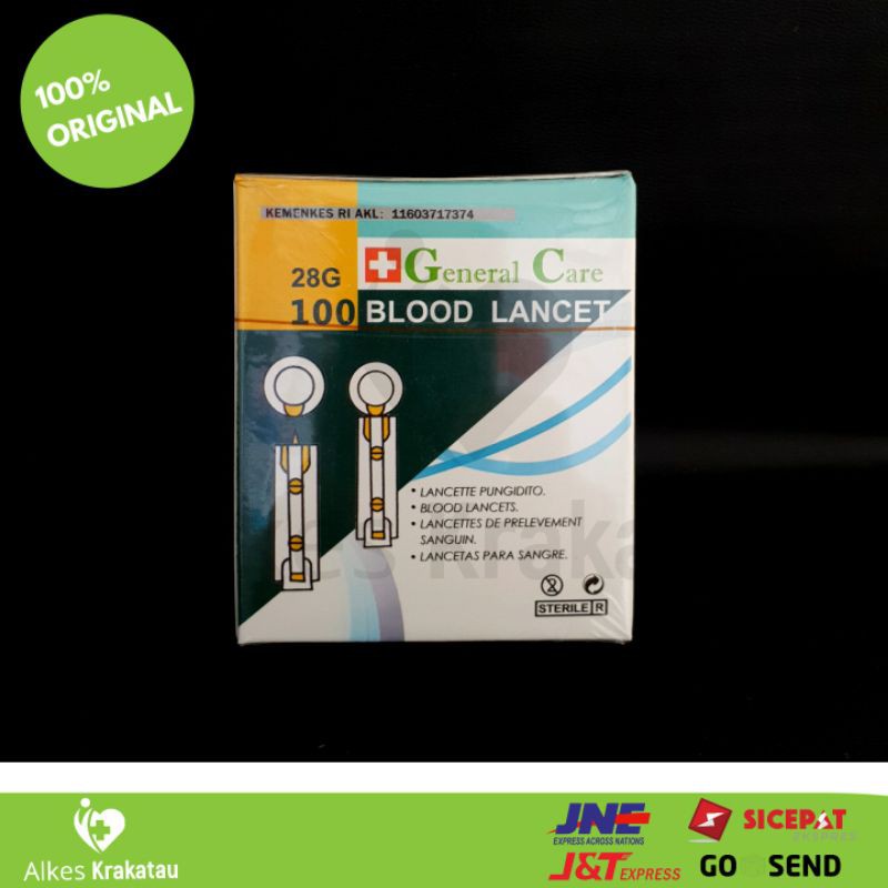 Jual Blood Lancet 28G General Care isi 100 / Jarum Tes Darah 28 G ...
