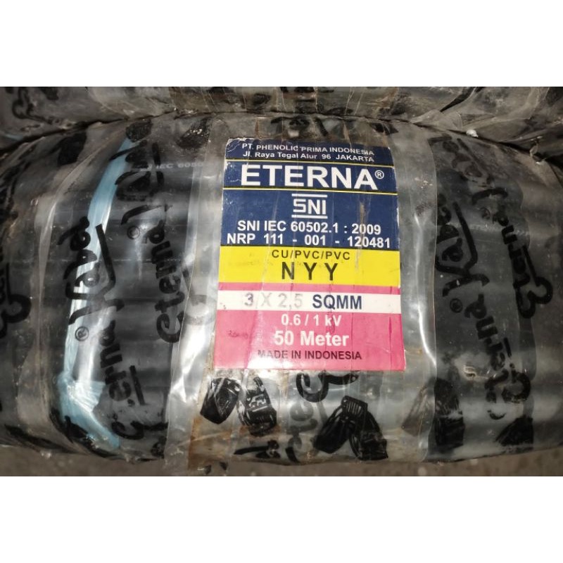Jual kabel cable Eterna NYY 3x2,5 SQMM 1Rol 50M | Shopee Indonesia