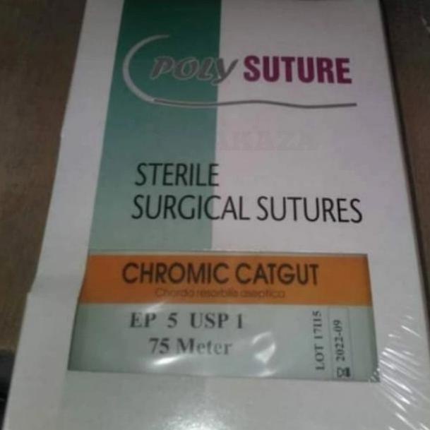 Jual STERILE SURGICAL SUTURE CATGUT CHROMIC 1 EP 5 - POLYSUTURE 75M ...