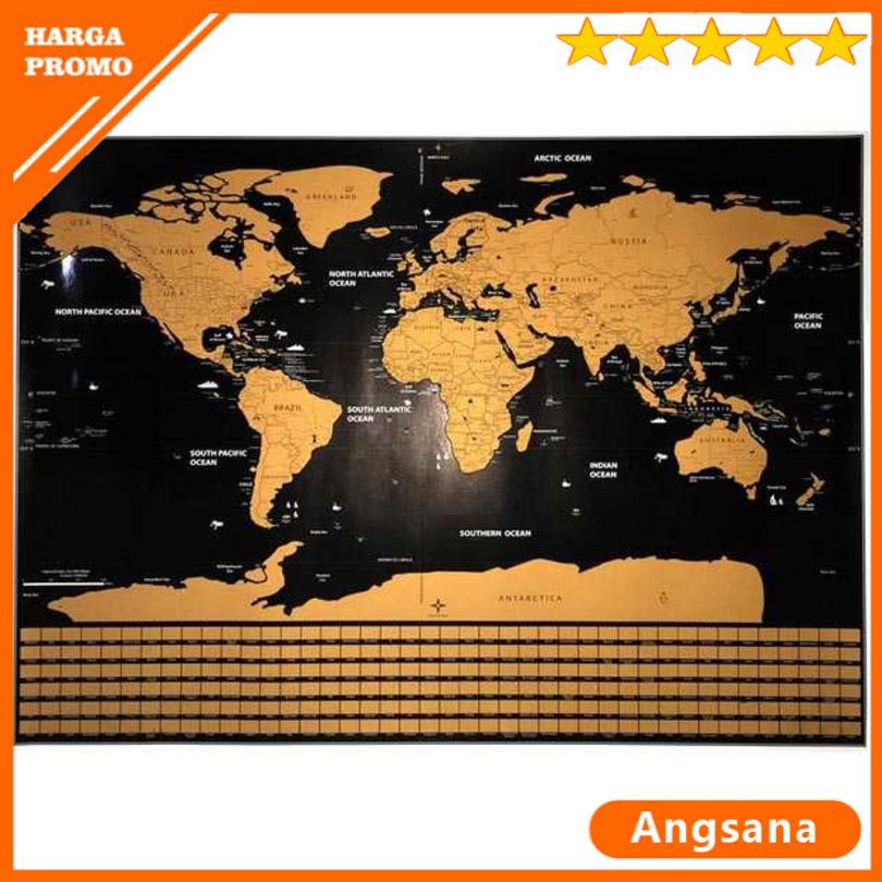 Jual Sale Poster Scratch Map Peta Dunia Versi National Flag Angsana ...