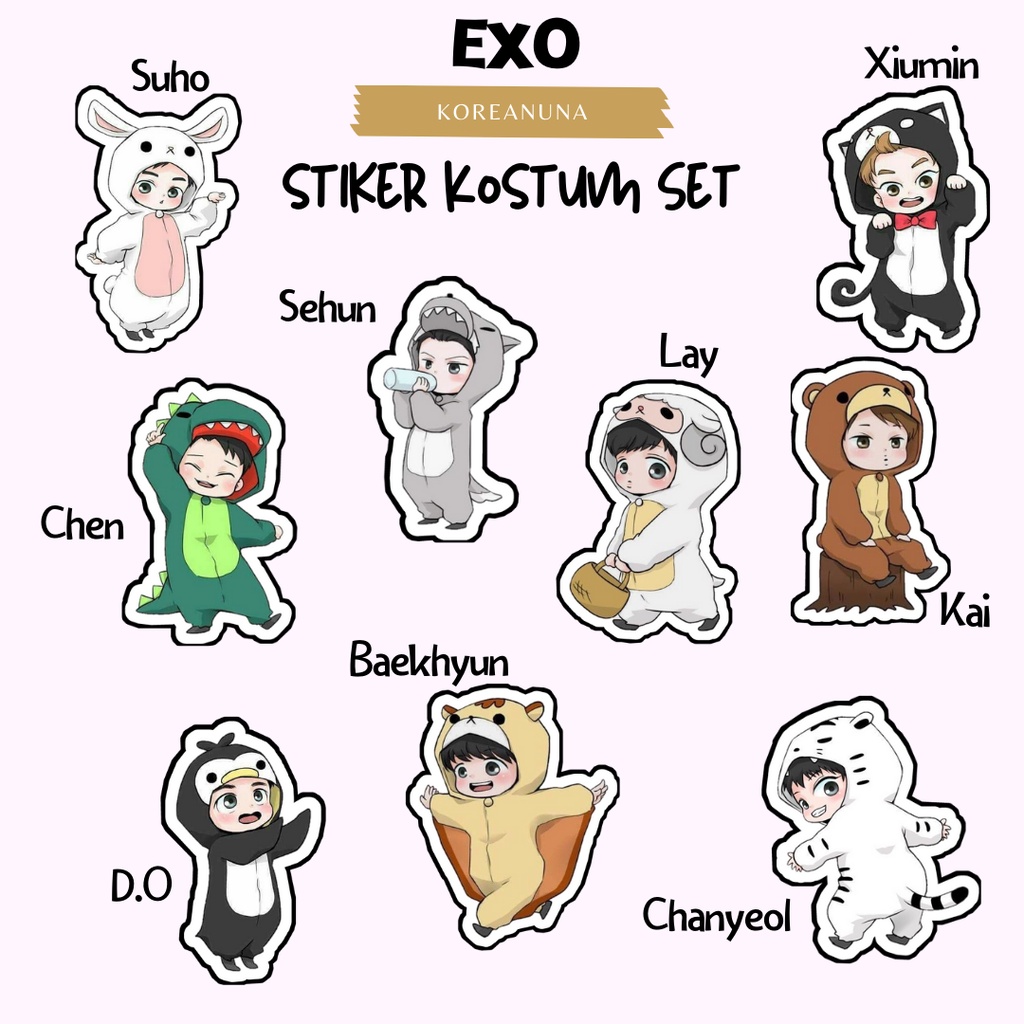Jual Sticker Kpop Exo Costum Chibi Cartoon Lucu Aesthetic Stiker Note ...
