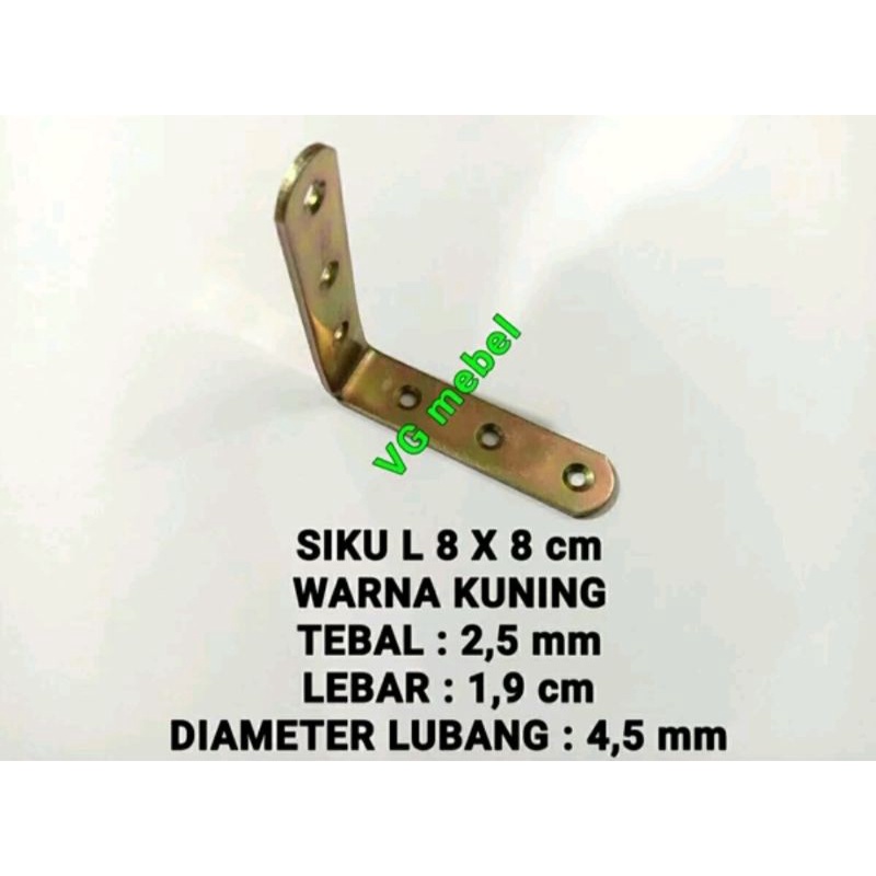 Jual Siku L KUNING 8 x 8 cm - Plat siku rak L 8x8cm...(harga perbiji ...