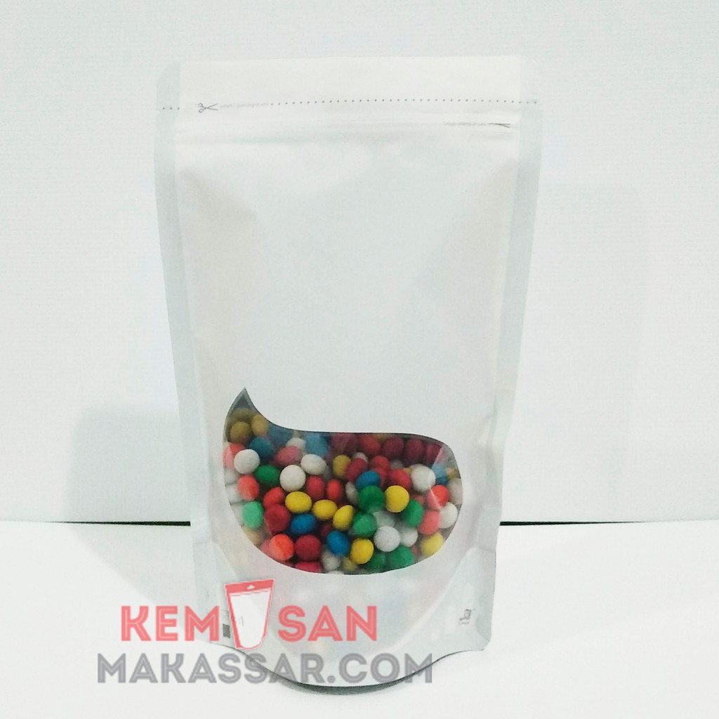 Jual Standing Pouch Window Putih Zipper 1100 gr (18 x 29 cm ) 1 pack ...