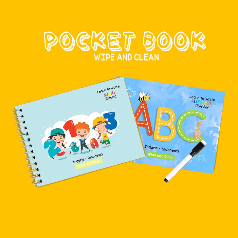 Jual Pocket Book Wipe and Clean Alphabet ABC Huruf Buku Edukasi Anak 2 3 4 5 Tahun | Shopee ...