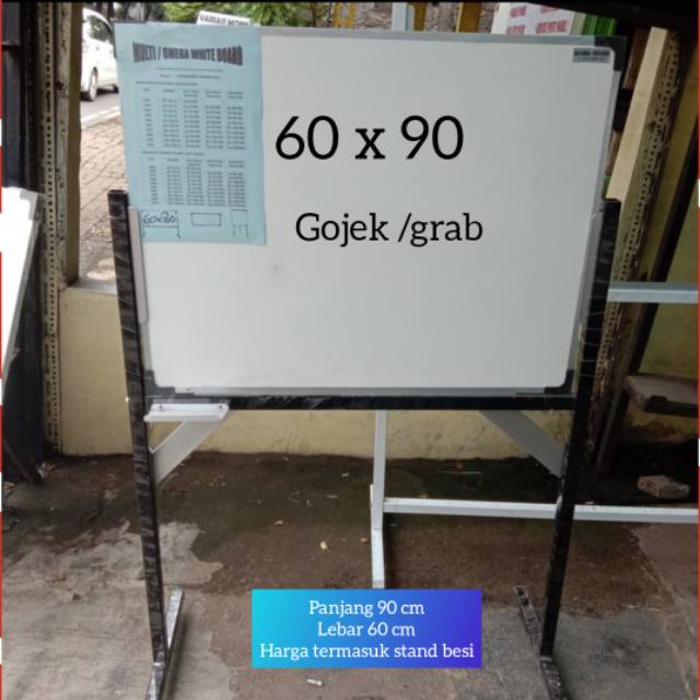 Jual Whiteboard 2 sisi 60 x 90 cm + kaki stand siap gojek | Shopee ...
