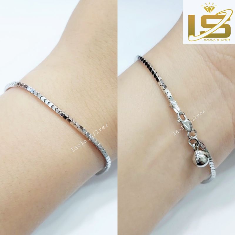 Jual GELANG PERAK ASLI SILVER WANITA 925 LAPIS EMAS PUTIH MODEL MILANO ...