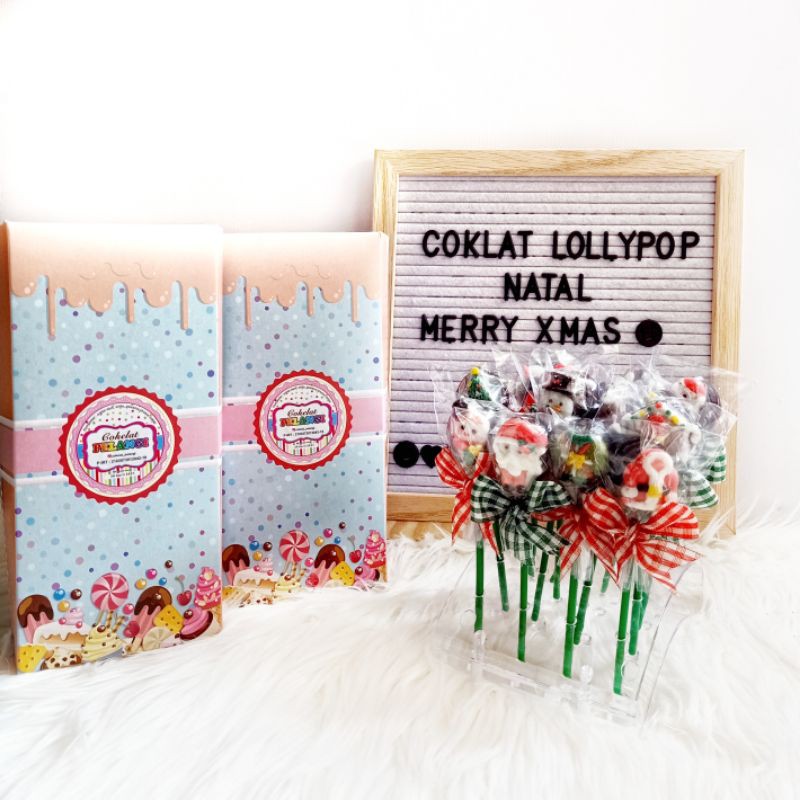 Jual (min 10pcs)Coklat lollipop natal kecil mix karakter sekolah Minggu ...