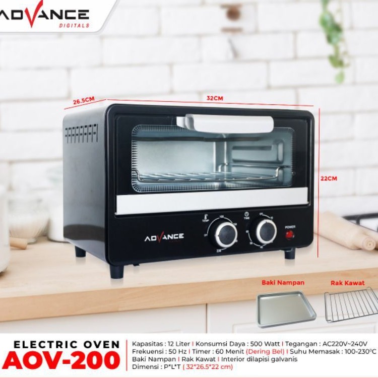 Jual ELECTRIC OVEN ADVANCE AOV 200 AOV200 KAPASITAS UKURAN 12 L LITER ...