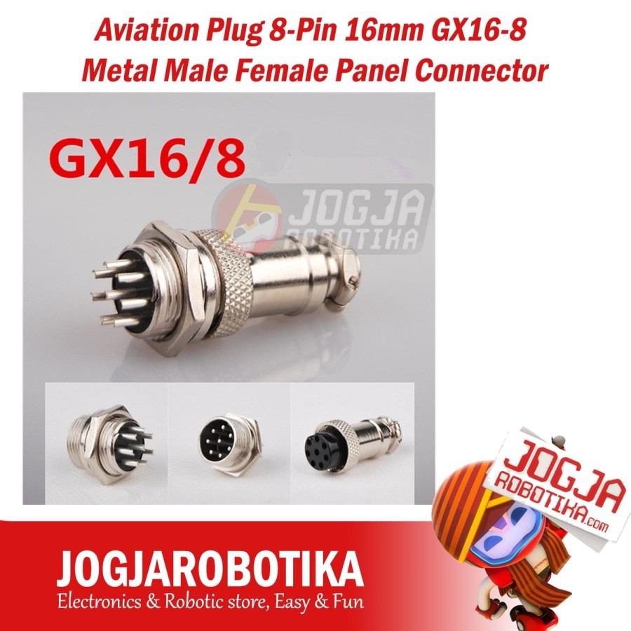 Jual Aviation Plug 8-Pin 16mm GX16-8 Metal Male Female Panel Connector ...