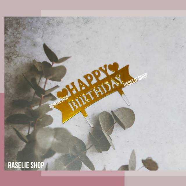 Jual Topper Cake Tusuk Happy Birthday Love Gold Kue Ultah Dekorasi Cake ...