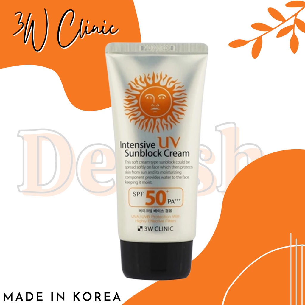 Jual [EXP 2028] SUNSCREEN 3W CLINIC 70ml 3WCLINIC Intensive UV Sunblock Cream SPF 50+/PA ...