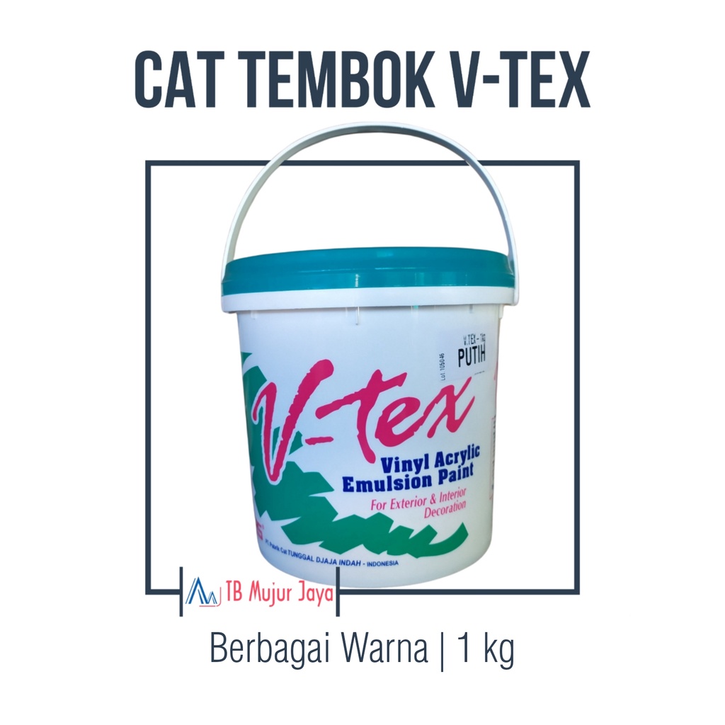 Jual Cat Tembok V-Tex untuk Interior dan Exterior Berbagai Warna 1 kg ...
