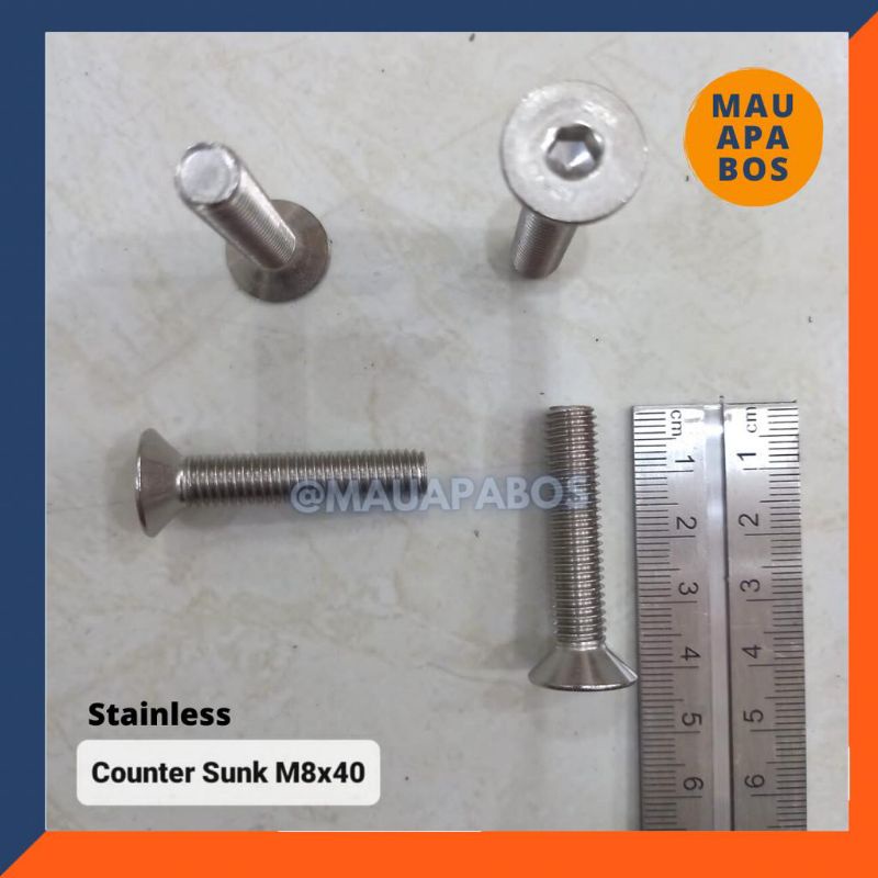 Jual Baut L Verseng Stainless SS 304 M8x40 / Counter Sunk M8 | Shopee Indonesia