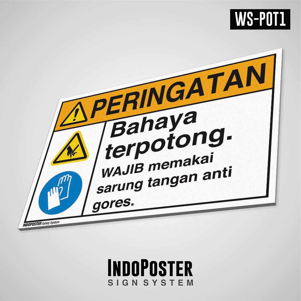 Jual Safety Sign Rambu K3 PVC ANSI Bahaya Terpotong Wajib Sarung Tangan ...