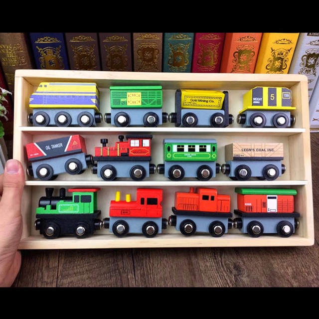 Jual Wooden trains toys set - pretend toys - mainan kereta | Shopee ...