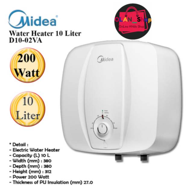 Jual Midea Water Heater D10-02VA | D1002VA Kap 10 liter Daya 200 watt Garansi Resmi | Shopee ...