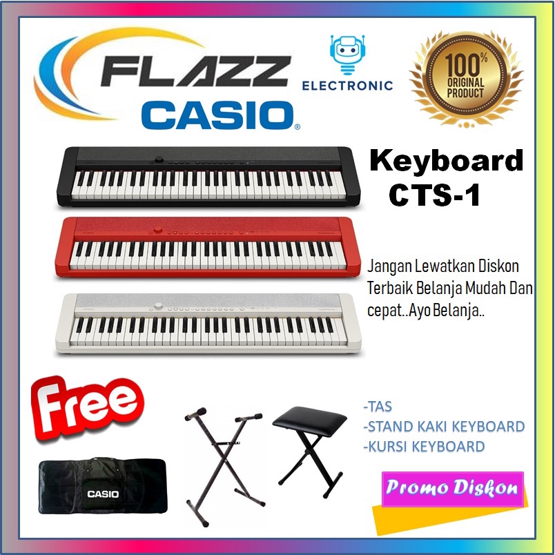Jual Keyboard Casio CTS-1 CTS1 Original free tas+stand+kursi garansi ...