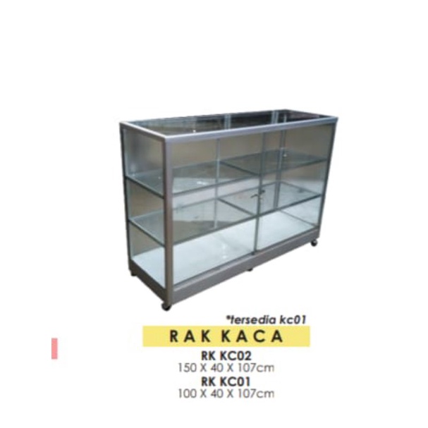 Jual Rak kaca / Etalase 2 ukuran 1 meter dan 1,5 meter | Shopee Indonesia