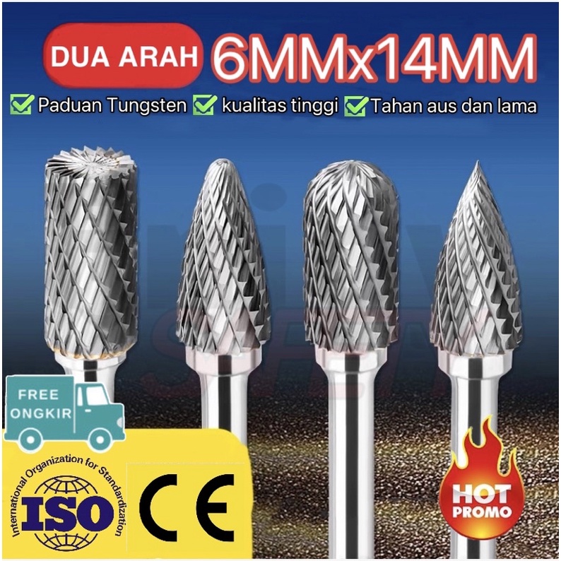 Jual 6MMx14MM Mata bor / Mata tuner /Mata cuner / Rotary burr dua arah ...