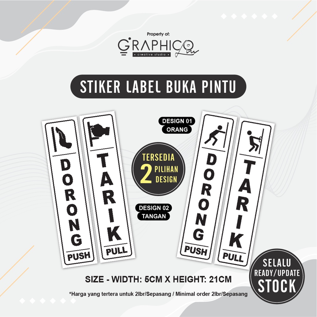 Jual Stiker Dorong & Tarik Pintu (5x21cm) - Per/1 pasang | Shopee Indonesia