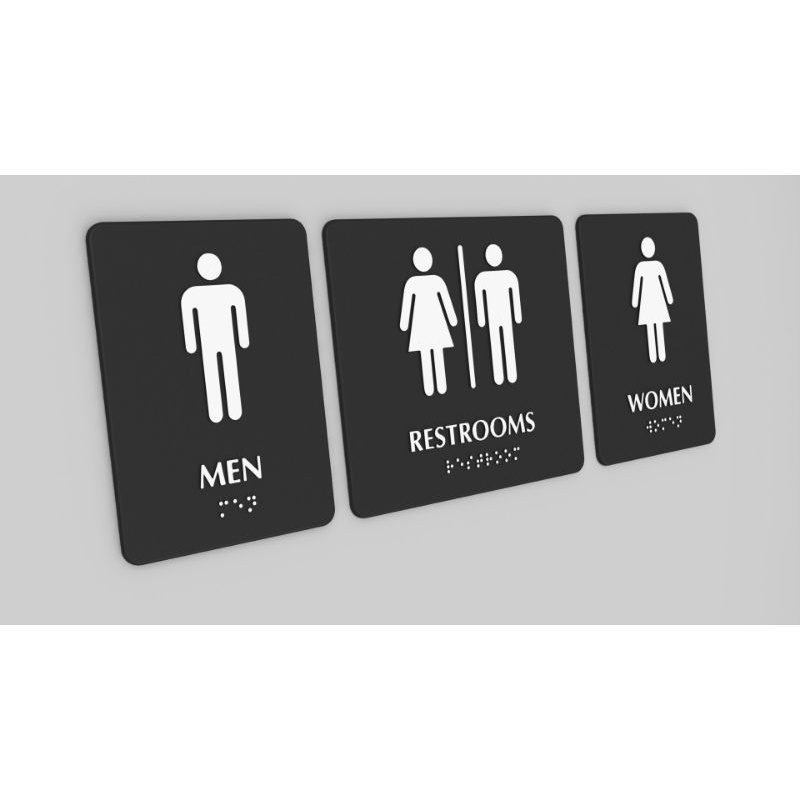 Jual sign toilet men woman exit entry push pull braile tuna netra ...